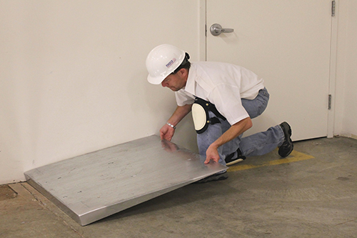 Ramps and Railings to transition from subfloor to low profile raised floor